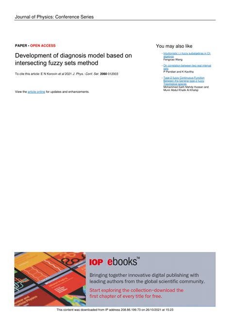 Pdf Development Of Diagnosis Model Based On Intersecting Fuzzy Sets Method