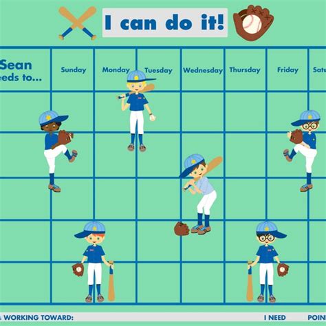 Baseball Reward Chart Etsy