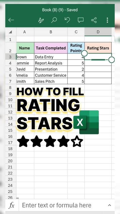 Rating Stars In Excel ⭐ Ytshorts Ytshortsindia Excelshorts Exceltricks Exceltips Youtube
