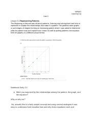Learning Log Unit 3 Docx MPM1D Learning Log Unit 3 Lesson 3 1 Representing Patterns The