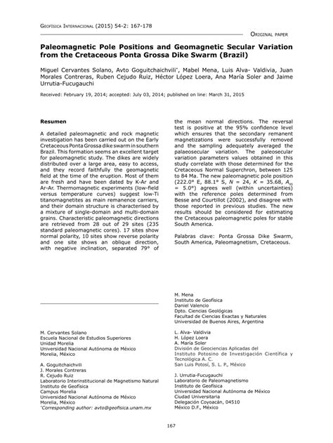 Pdf Paleomagnetic Pole Positions And Geomagnetic Secular Variation From The Cretaceous Ponta