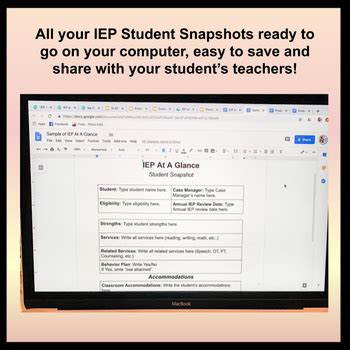 IEP At A Glance Google Doc IEP Snapshot Editable IEP At A Glance