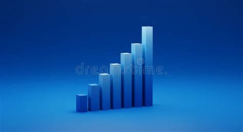 Ascending Blue Bar Graph A 3d Of A Bar Graph Showing Upward Growth In Shades Of Blue Against A