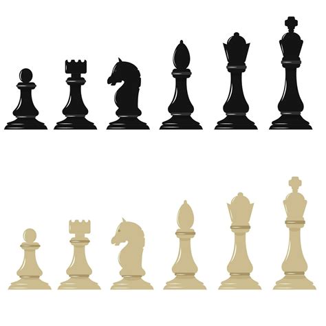 Dark And Light Chess Figures Isolated On White Background Vector Stock Illustration Graphic