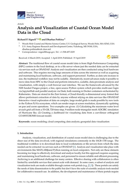 Pdf Analysis And Visualization Of Coastal Ocean Model Data In The Cloud