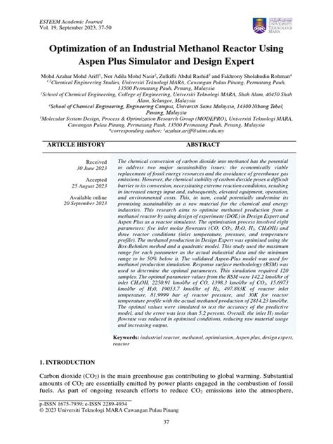 Optimization Of An Industrial Methanol Reactor Using Pdf Coefficient Of Determination