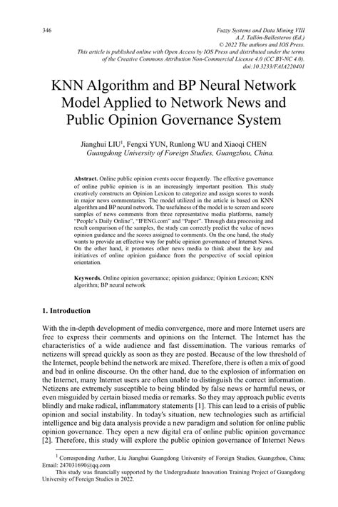 Pdf Knn Algorithm And Bp Neural Network Model Applied To Network News