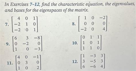 Solved In Exercises 7 12 Find The Characteristic Equuation