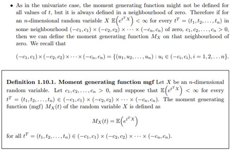 Probability Understanding Definition Of N Dimensional Moment Generating Function Mathematics