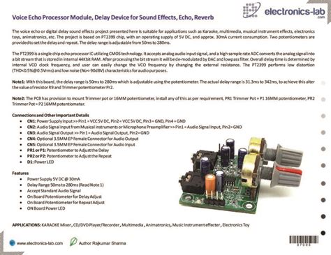 Voice Echo Processor Module Delay Device For Sound Effects Echo