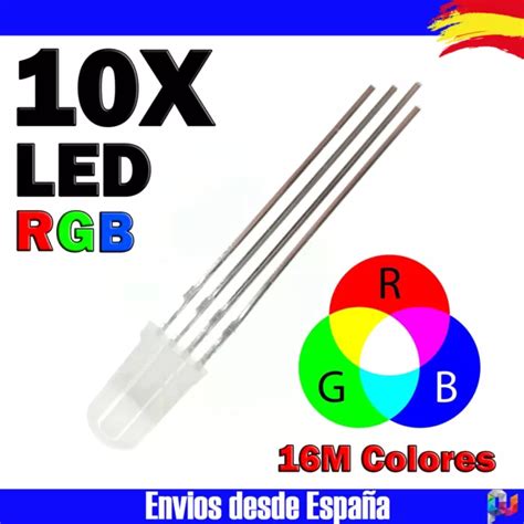 10X DIODO LED RGB 5mm Difuso Anodo Comun 4 Pines EUR 2 05 PicClick FR