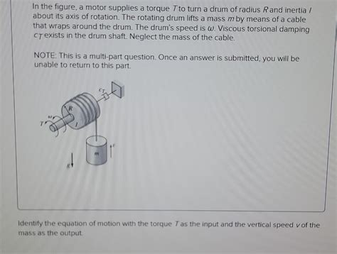 Solved In The Figure A Motor Supplies A Torque T To Turn A