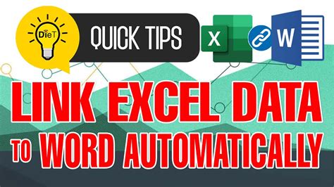 Excel Quick Tips How To Link Excel Data To Word Automatically Keep On