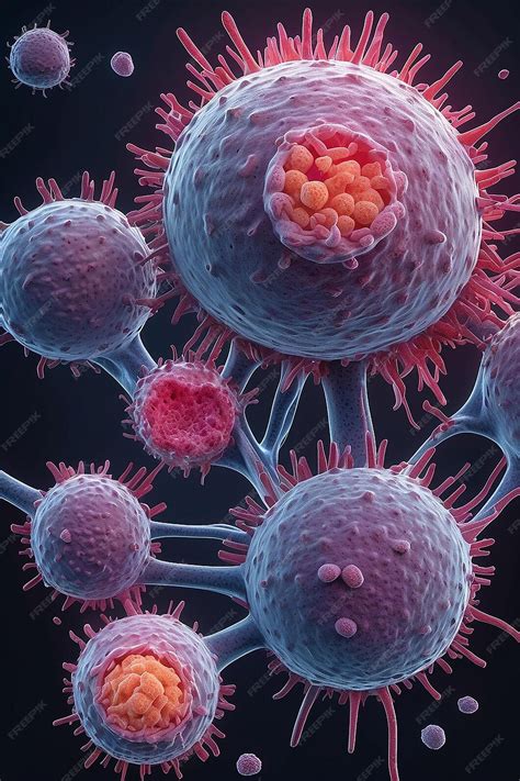 Tumeur De Cellule Cancéreuse Avec Métastases Vue Au Microscope En Gros