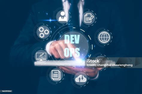 Devops Concept Software Development And It Operations Agile Programming Engineer Using Computer