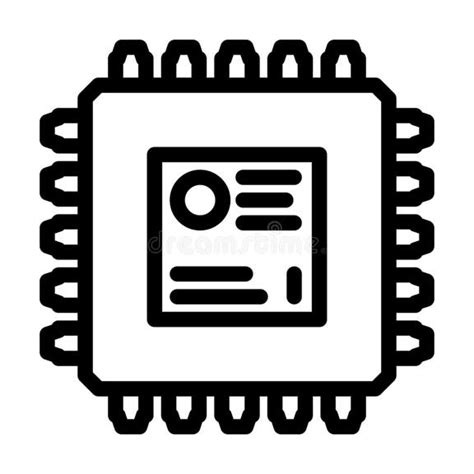 Microcontroller Electronic Component Line Icon Vector Illustration