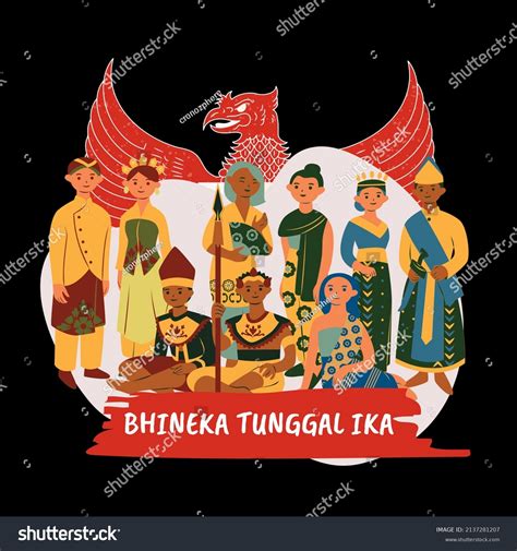 Illustration Bhineka Tunggal Ika Indonesian Concept Stock Illustration