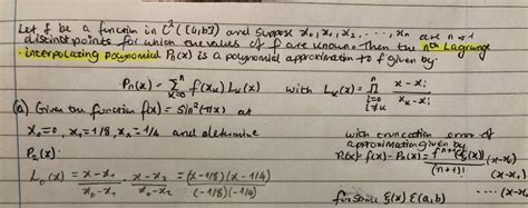 Solved Determine The Lagrange Polynomial To The Degree Of Chegg Com