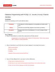 PLSQL 1 2 Practice Docx Oracle Academy Database Programming