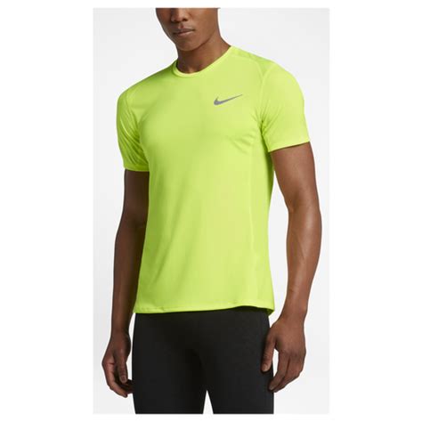 Nike Dri Fit Miler Short Sleeve T Shirt Mens Running Clothing Voltvoltreflective Silver