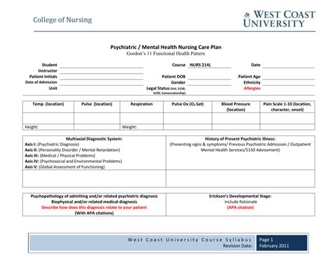 Gordons 11 Functional Health Pattern