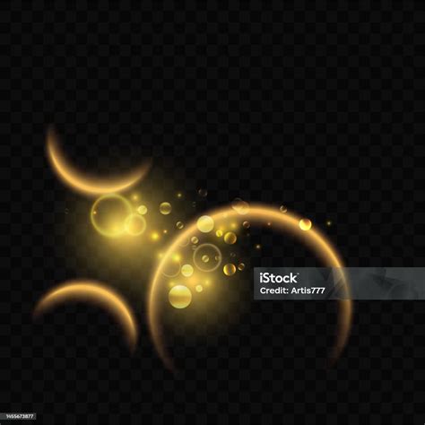빛나는 조명 효과가 있는 원형 모양의 황금빛 빛나는 프레임 둥근 보케의 빛 검은색에 대한 스톡 벡터 아트 및 기타 이미지 검은색 곡선 그라데이션 Istock