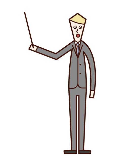 지시 스틱으로 설명하는 남자의 일러스트 무료 일러스트 소재집 Kukukeke