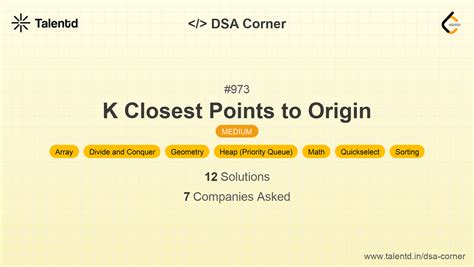 K Closest Points To Origin Dsa Problem Talentd