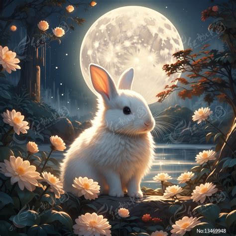 中秋月夜里的小白兔ai图片下载红动中国