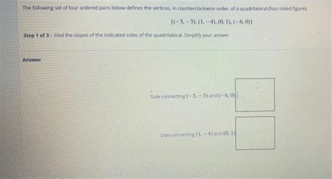 Solved The Following Set Of Four Ordered Pairs Below Defines