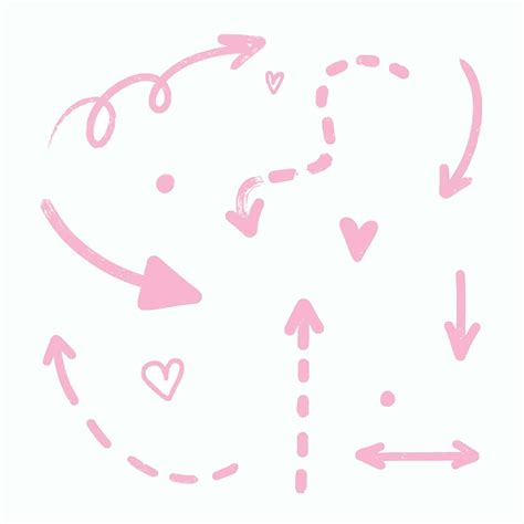 Set Of Arrows In Pink Of Different Shapes Dotted Arrow Rounded Arrow Heart Drawing Arrows By