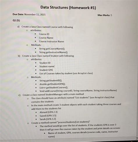 Solved O A Data Structures Homework 1 Due Date November