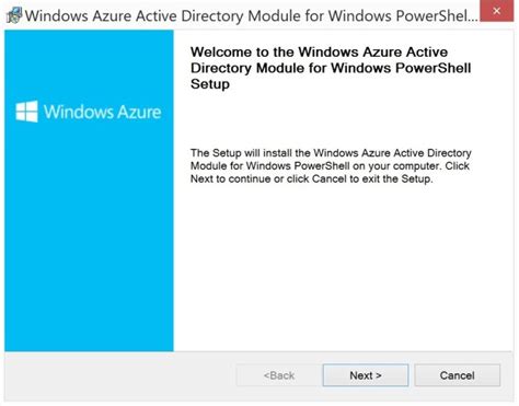 Install Windows Azure Active Directory Module For Windows Powershell