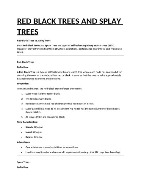 Red Black Trees And Splay Trees Pdf Computer Science Computer Programming