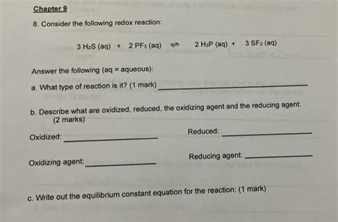 Solved Chapter 9 8 Consider The Following Redox Reaction 3