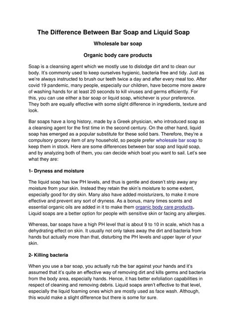 PPT SA 764 ARTICLE The Difference Between Bar Soap And Liquid Soap PowerPoint Presentation