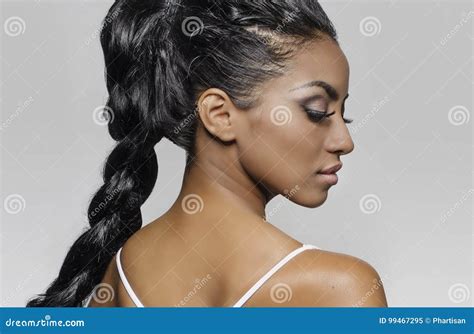Beautiful Exotic Woman Braided Hair Stock Image Image Of Beautiful