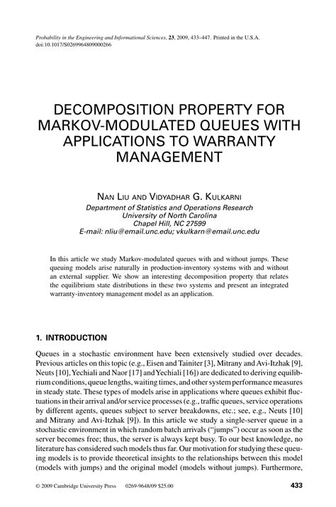 Pdf Decomposition Property For Markov Modulated Queues With