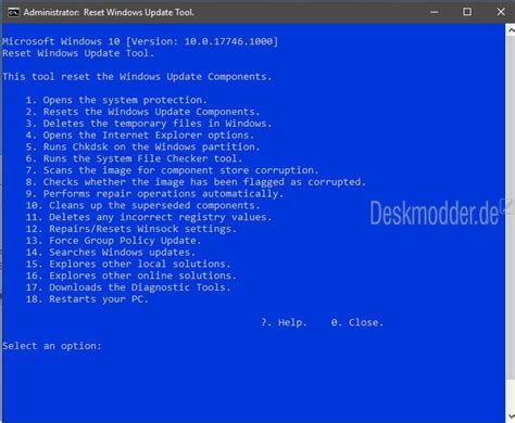 Resetwueng Reset Windows Update Agent Nun Mit 18 Verschiedenen Reparaturoptionen Deskmodder De