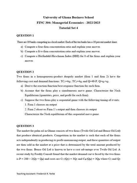Tutorial Set 4 Pdf Economic Equilibrium Profit Economics