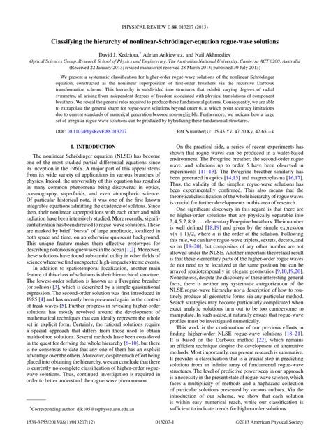 Pdf Classifying The Hierarchy Of Nonlinear Schrodinger Equation Rogue Wave Solutions