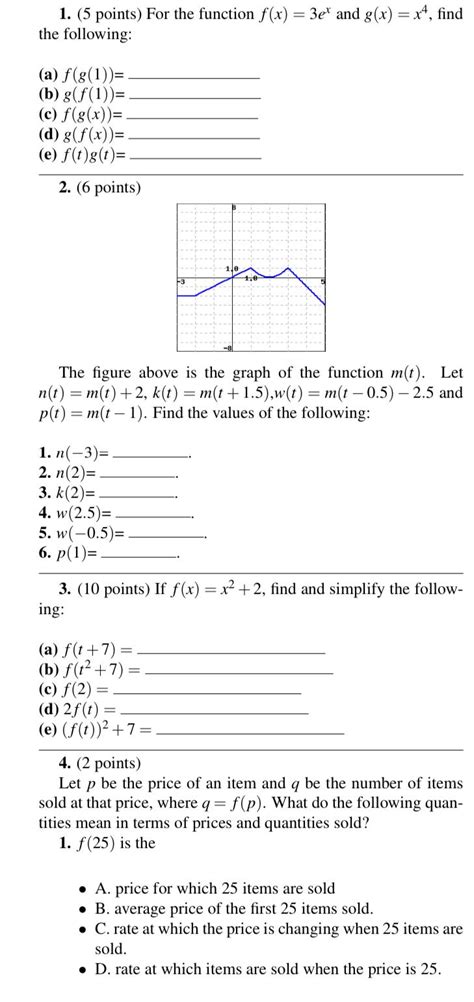 Solved 1 5 Points For The Function F X 3ex And G X X4