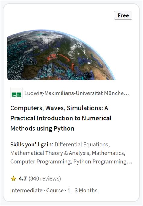 Computers Waves Simulations A Practical Introduction To Numerical Methods Using Python Free