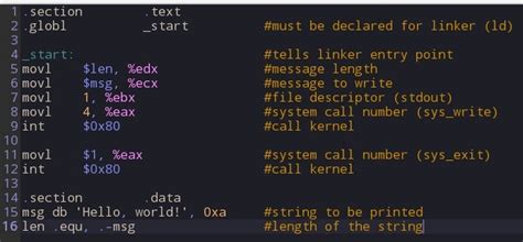 converting nasm to gas hello world asm