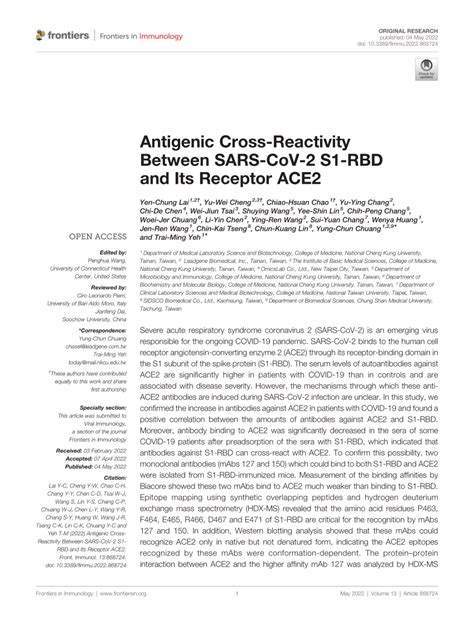 Pdf Antigenic Cross Reactivity Between Sars Cov 2 S1 Rbd And Its Receptor Ace2