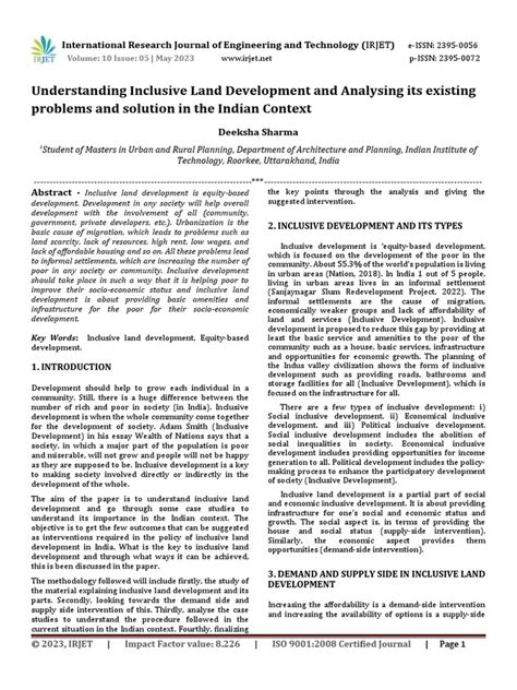 Understanding Inclusive Land Development And Analysing Its Existing