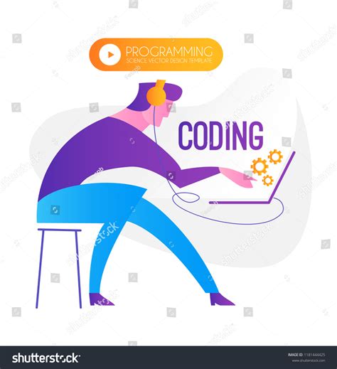 Programming Coding Programmer Work Vector Illustration Stock Vector Royalty Free