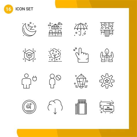 Pack Of 16 Creative Outlines Of Agriculture Printing Weather Cube Paper Editable Vector Design