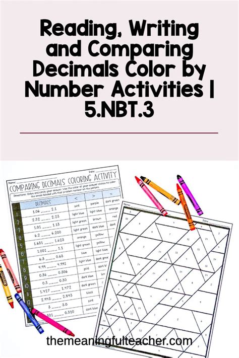 Reading Writing And Comparing Decimals Color By Number Activities NBT Comparing