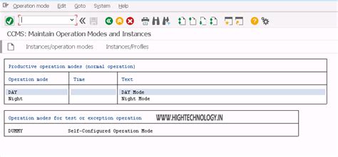 operation mode in sap hightechnology